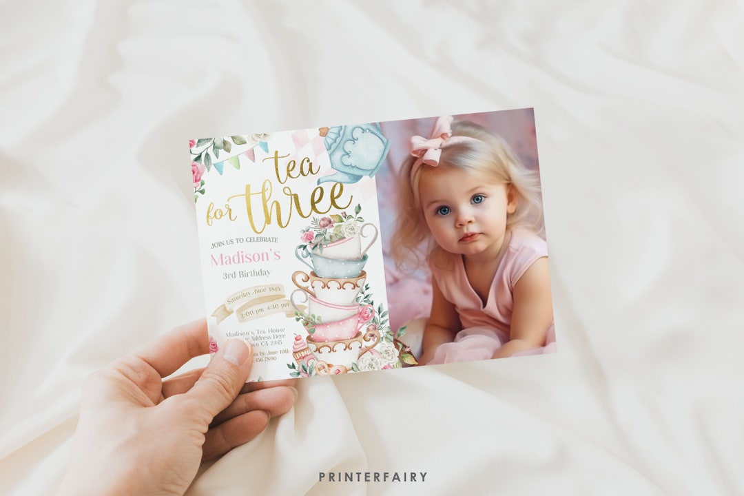 Editable "tea for Three" Tea Party Invite With Picture, Wonderland ...