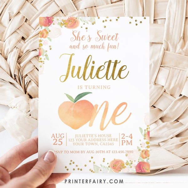 Peach Birthday Invitation - Etsy