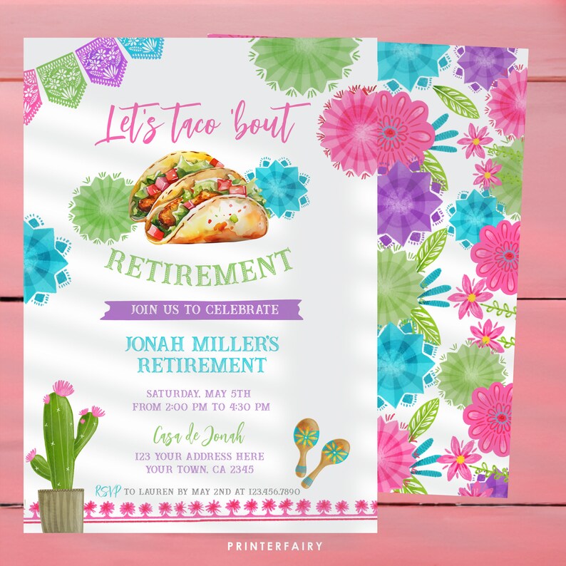 Taco About Retirement Invitation, Editable Printable Invite, Mexican ...