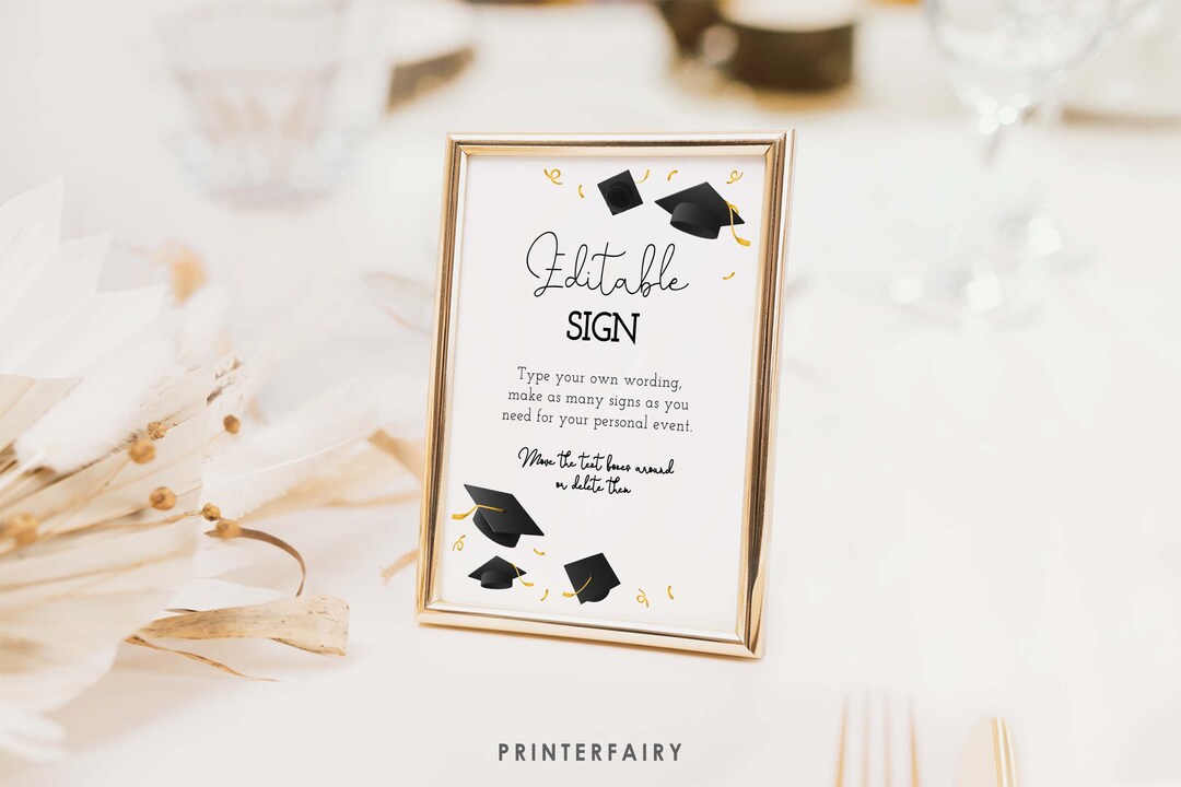 Graduation Party Sign, Editable Template, College Graduation Sign, Grad ...