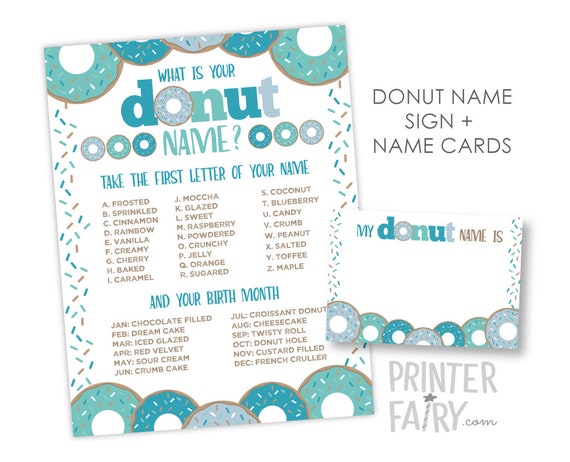 What is your Donut Name, Donut Birthday Party, Birthday Decorations ...
