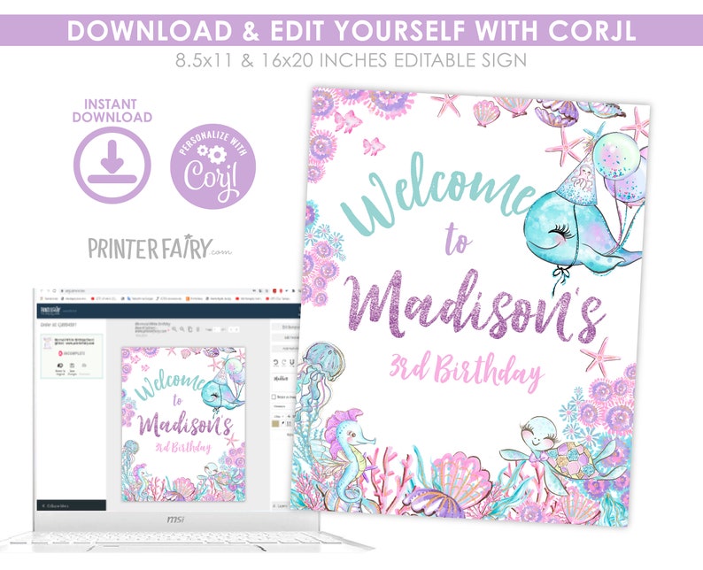 Under the Sea Birthday Party Welcome Sign, Ocean Theme Birthday Party ...