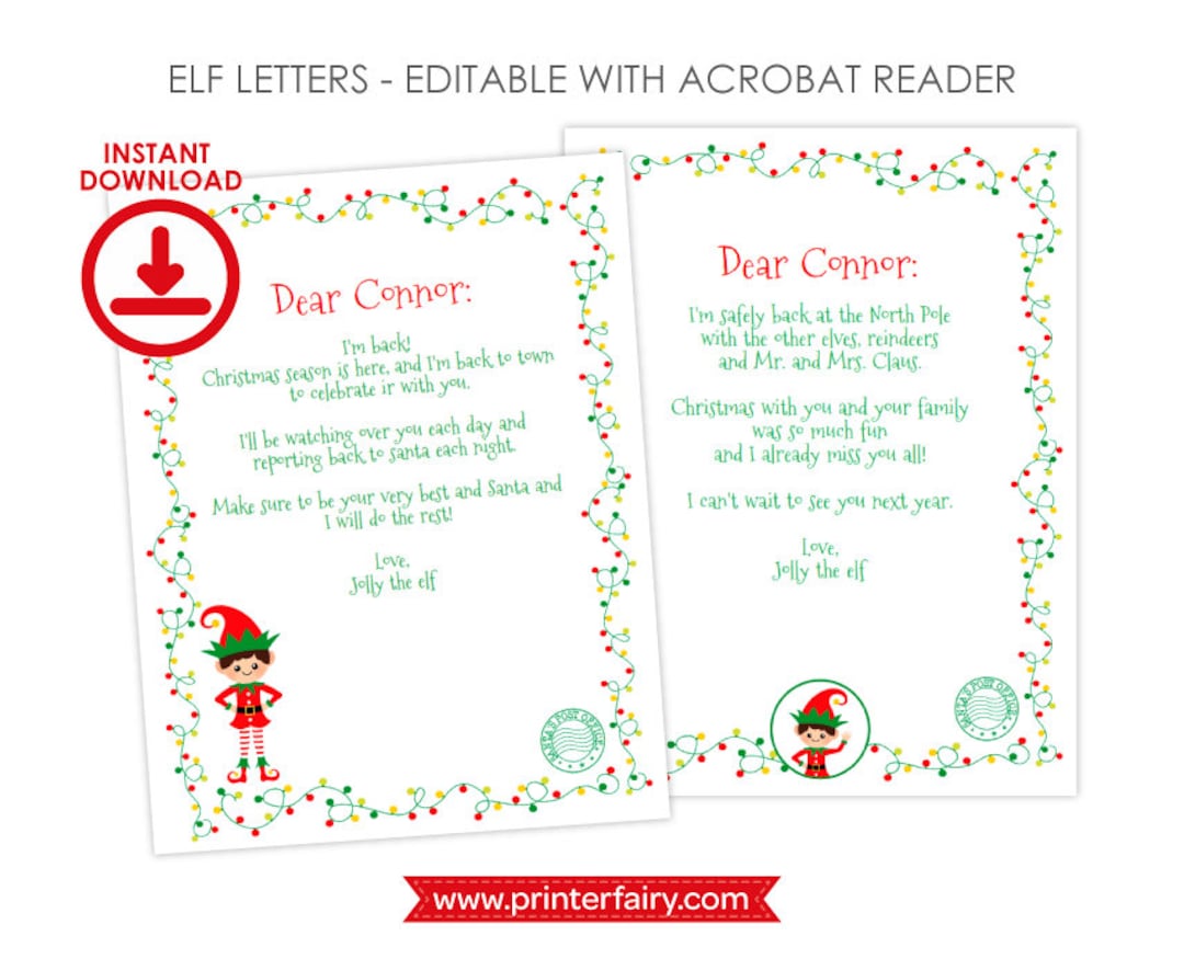 EDITABLE Christmas Elf Letters, 2 Designs Included, INSTANT DOWNLOAD - Etsy