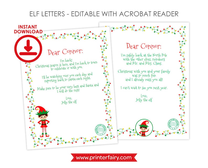 EDITABLE Christmas Elf Letters 2 designs Included INSTANT | Etsy