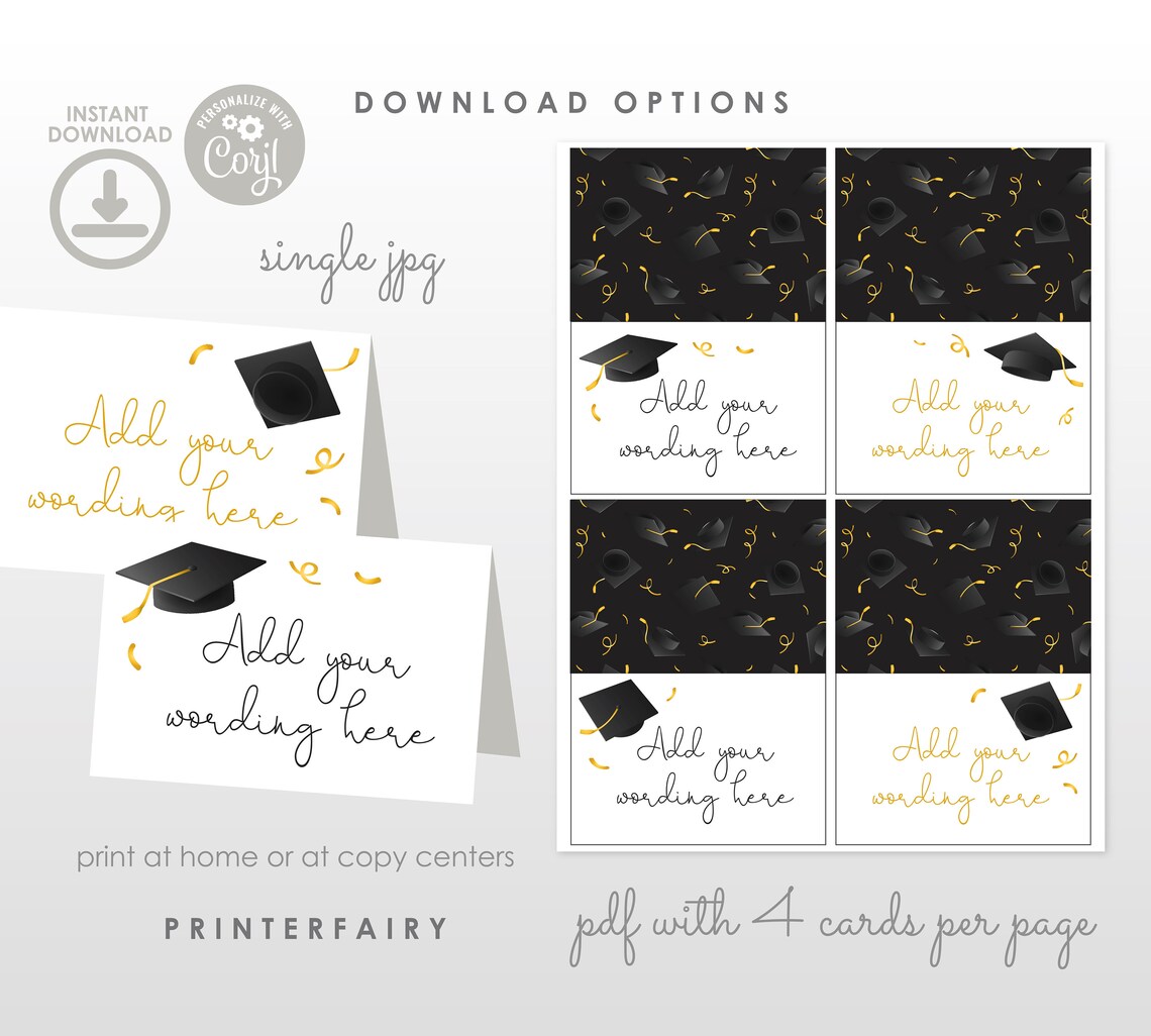 Graduation Place Cards Editable Template, Food Table Cards, Instant ...