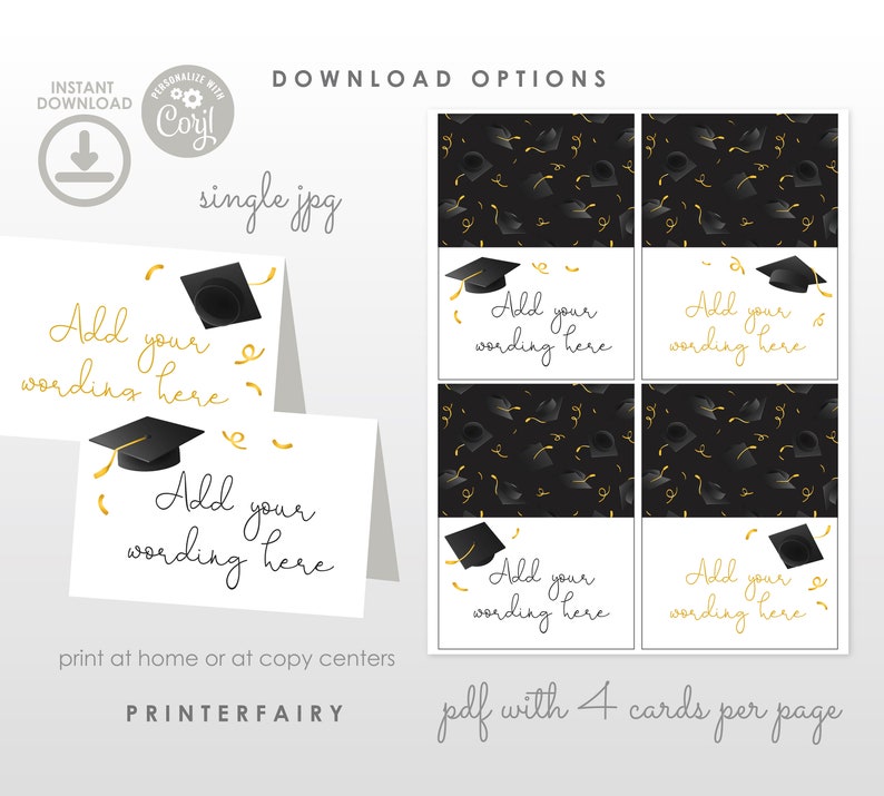 Graduation Place Cards Editable Template, Food Table Cards, Instant ...