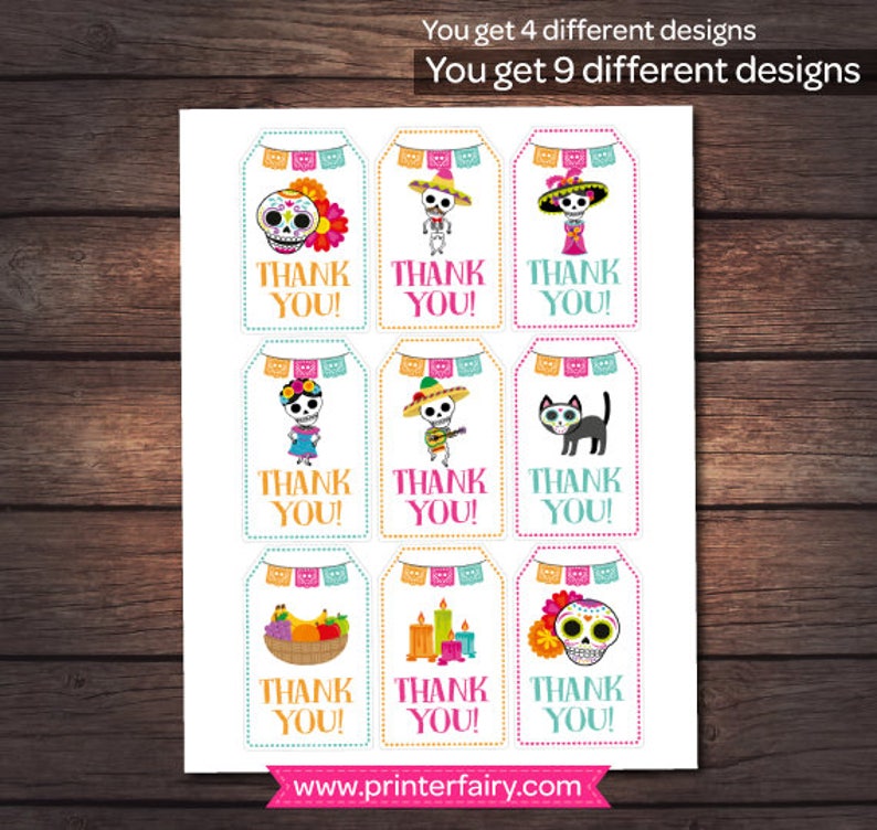 Day of the Dead Favor Tags Dia De Los Muertos Thank You Tags - Etsy