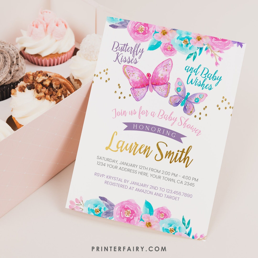 EDITABLE, Butterfly Baby Shower Invitation, Butterflies Baby Shower ...
