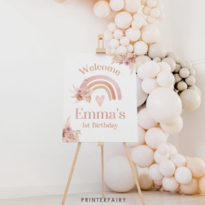 Boho Rainbow Welcome Sign, Pastel Watercolor Boho Decor, Pampas Party ...