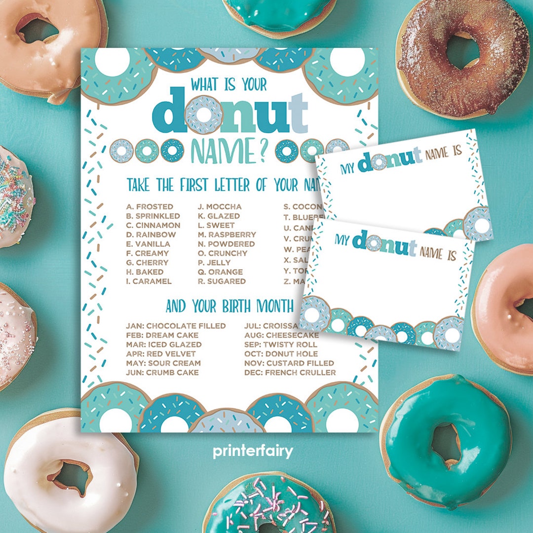 Donut Party Printable Game, What is Your Donut Name, Donut Boy ...