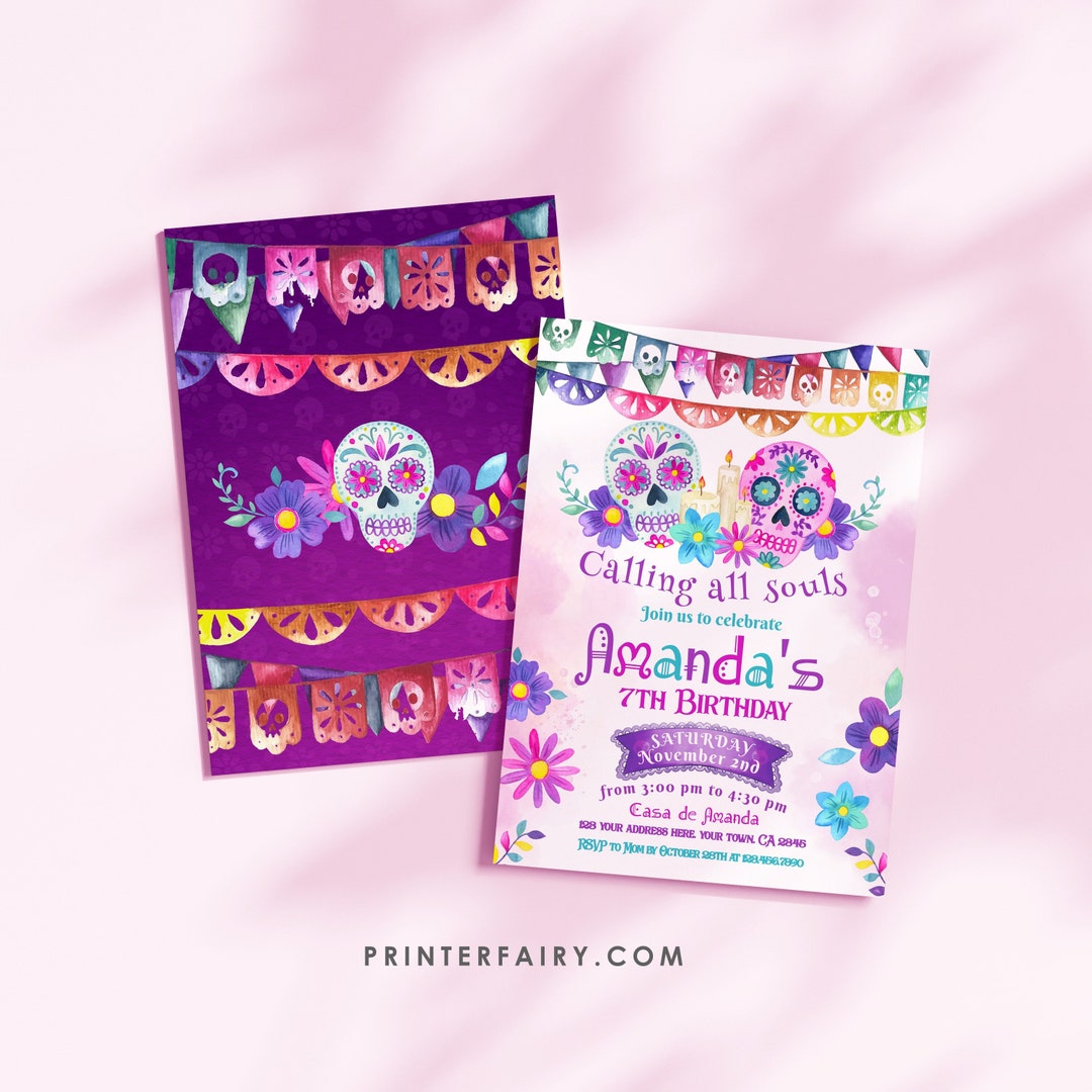 Editable Halloween & Day of the Dead Birthday Party Invitation: Dia De ...