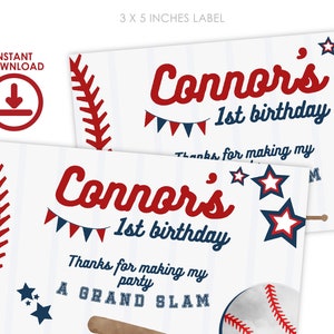 Baseball Favor Box, Baseball Party, EDITABLE Baseball Printable Label ...