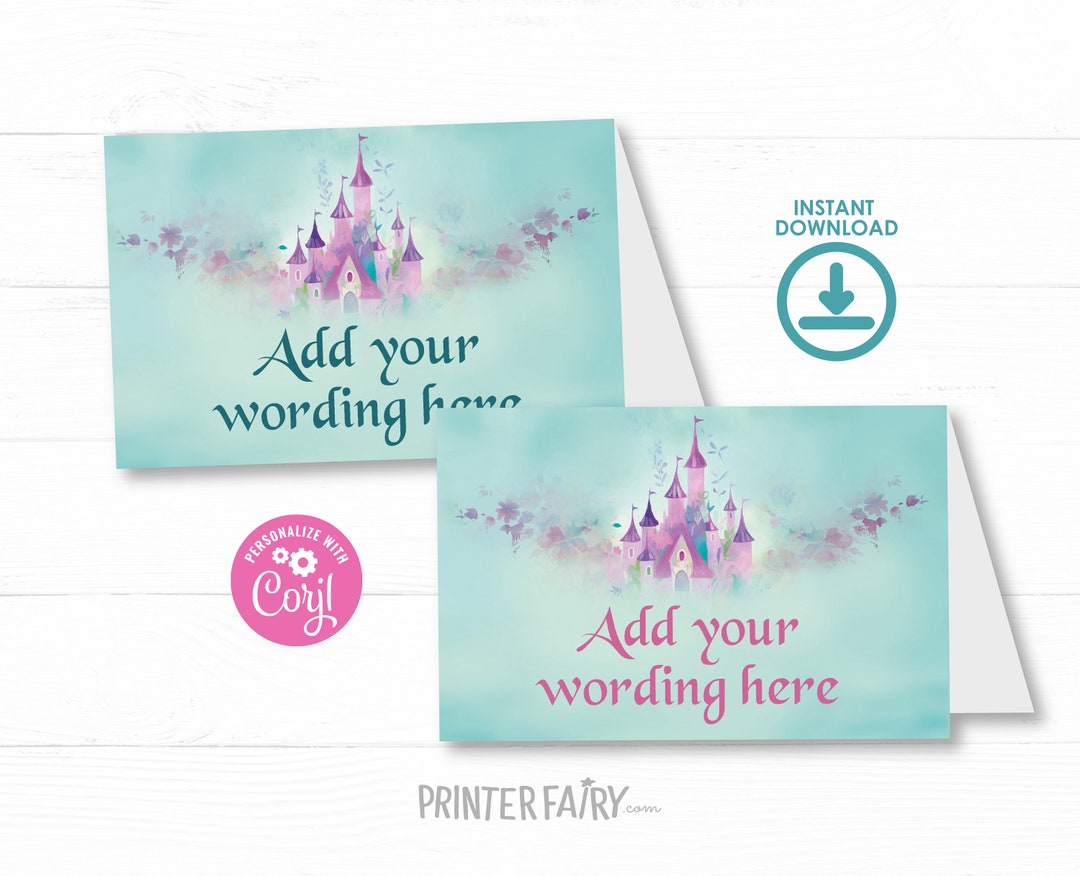 Princess Birthday Party Food Tents, Editable, Princess Castle Party ...