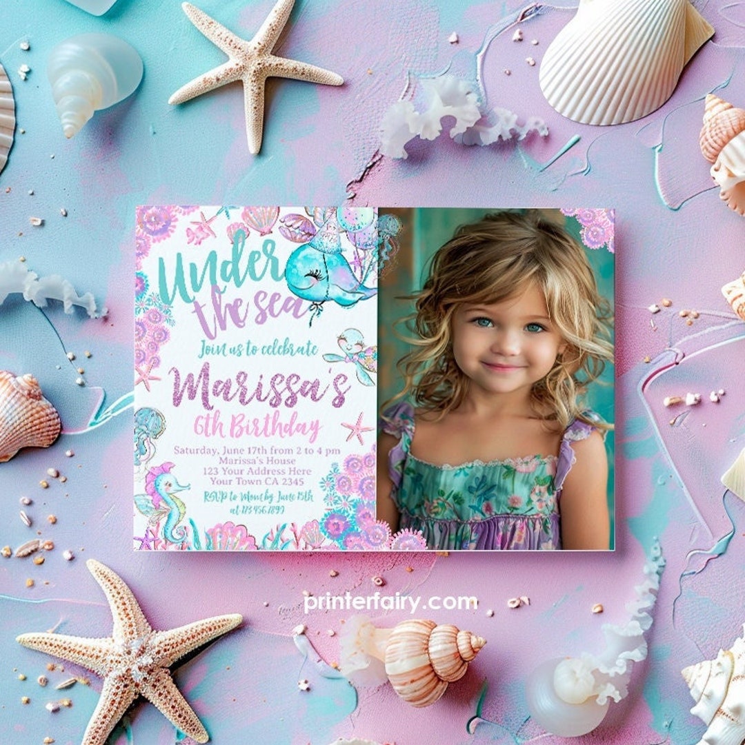 Under the Sea Birthday Party Invitation With Photo, Ocean Theme ...