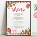 Strawberry Baby Shower Menu Sign, Editable, Strawberry Party Food Table ...