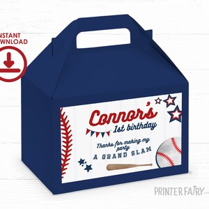 Baseball Favor Box, Baseball Party, EDITABLE Baseball Printable Label ...