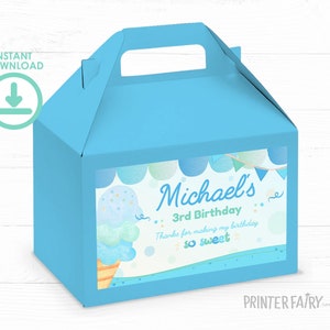 Ice Cream Party Gable Box Label, EDITABLE, Ice Cream Party, Summer ...