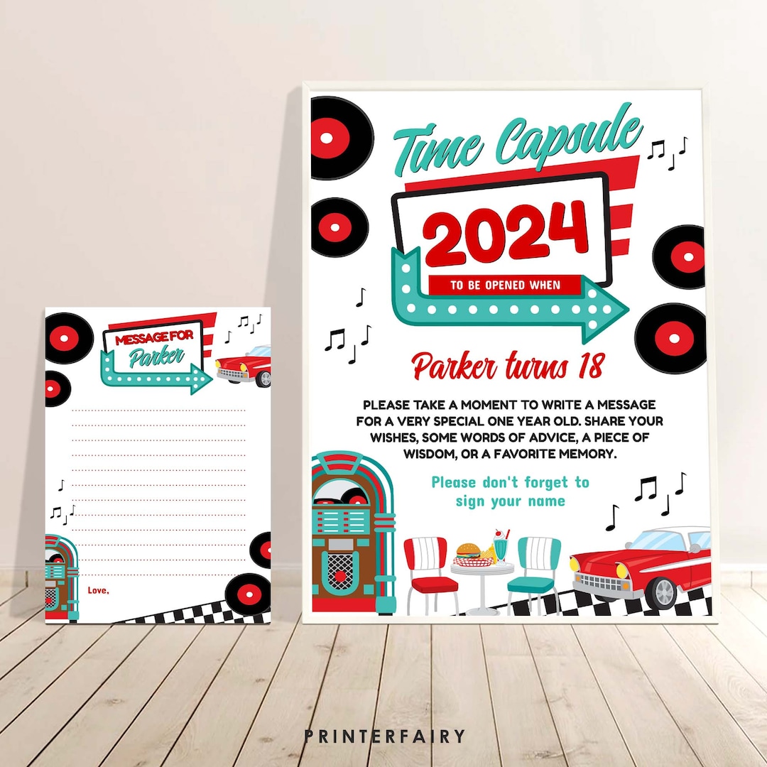 Diner Time Capsule, Editable, Sock Hop Decorations, Midcentury Decor ...