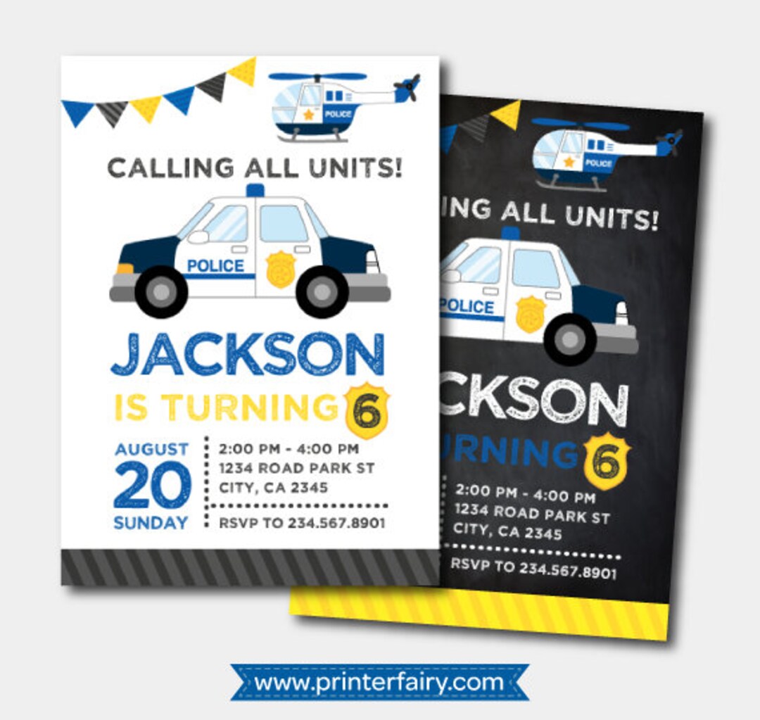 Police Invitation, Police Officer Invite, Police Birthday Party ...