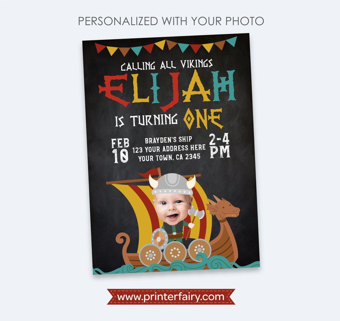 Viking Invitation With Photo, Viking Birthday Party, Viking Invitation ...