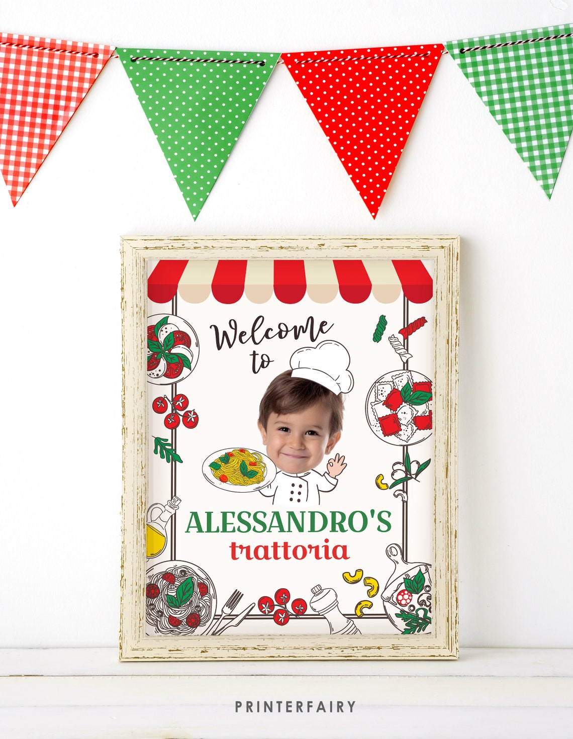 Italian Photo Birthday Welcome Sign, Printable Party Decoration ...