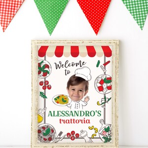 Italian Birthday Welcome Sign With Photo, Pizza Birthday Party ...