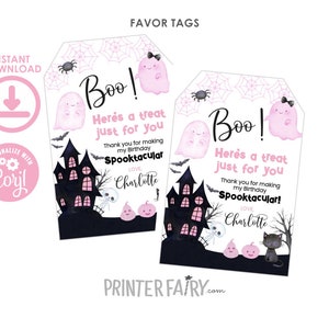Spooktacular Favor Tags, EDITABLE, Halloween Thank You Tags, Cute Ghost ...