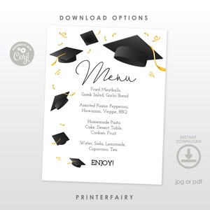 Graduation Party Menu, Editable Template, College Graduation Decor ...