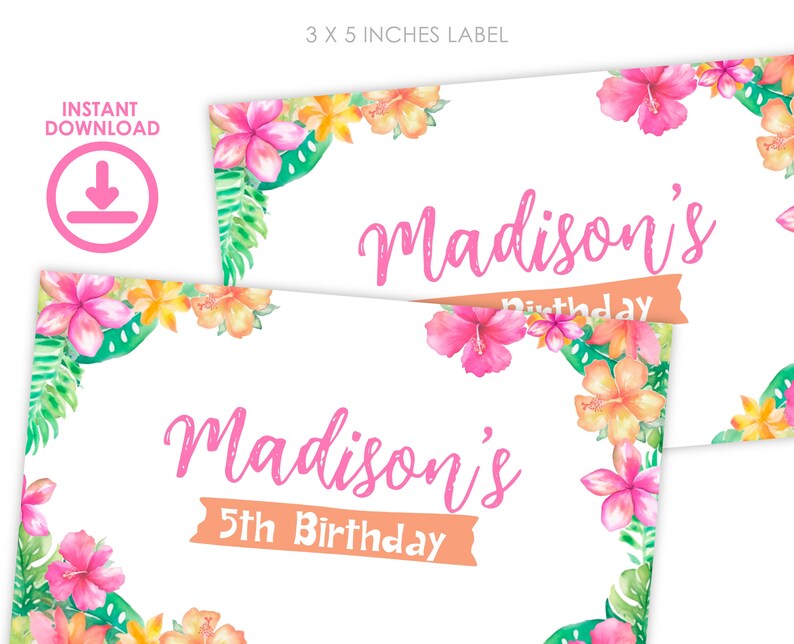 Luau Birthday Party Gable Box Label Hawaiian Birthday Party - Etsy
