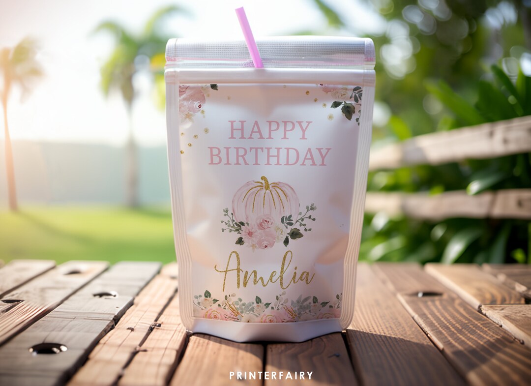 Editable Pumpkin Drink Pouch Label, Fall Birthday Party Caprisun Label ...