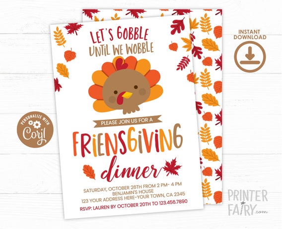 Friendsgiving Invitation, EDITABLE, Thanksgiving Dinner Invitation ...