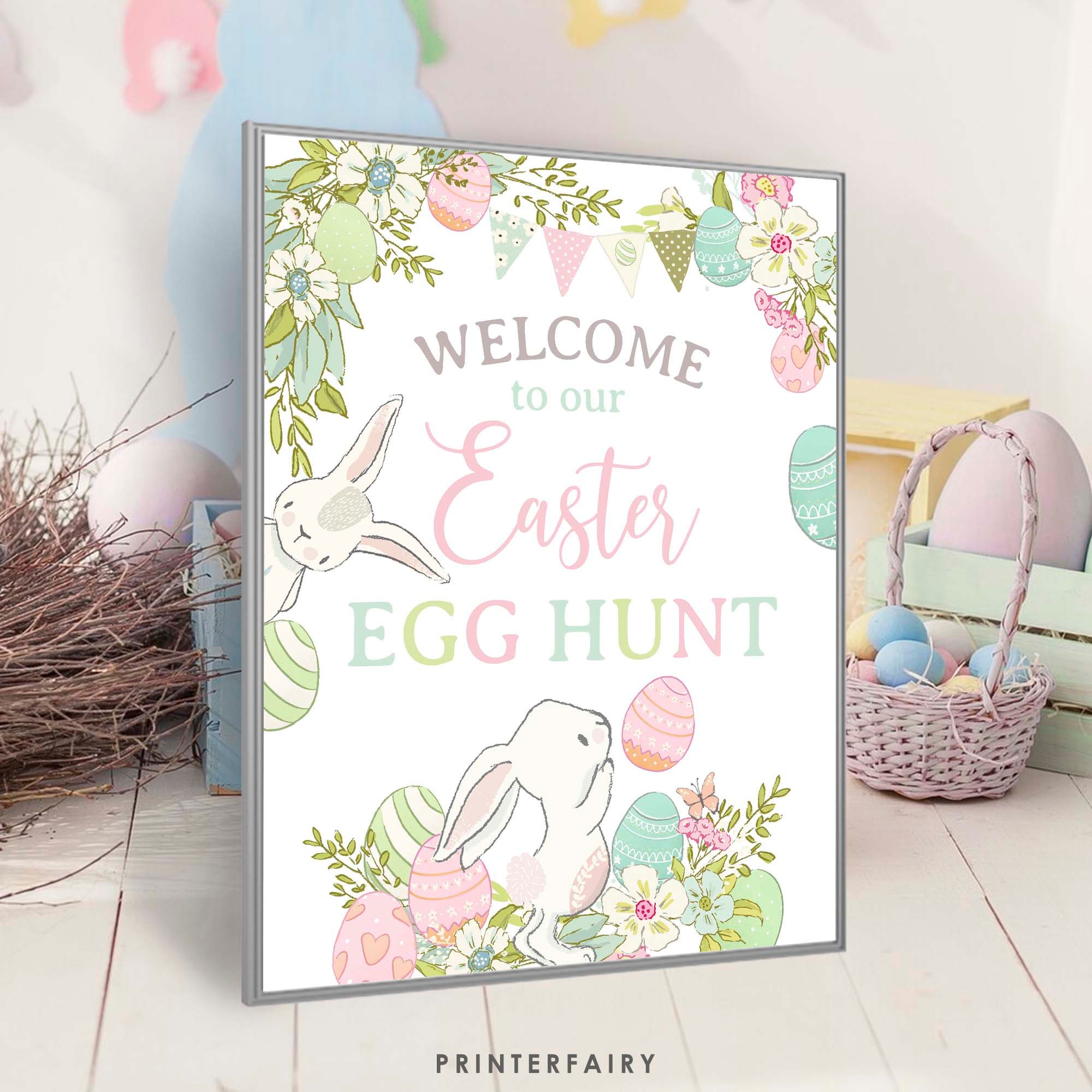 Easter Egg Hunt Welcome Sign Editable Template, Instant Download - Etsy