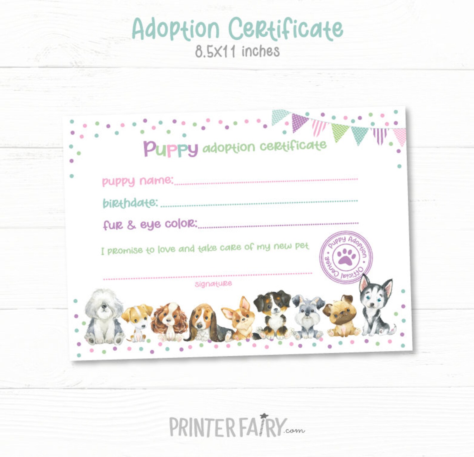 Puppy Adoption Certificate, Puppy Party Games, Adopt a Puppy Party Sign ...
