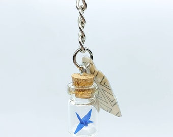 Keychain With Tiny Hand-folded Origami Cranes in a Small Jar - Etsy