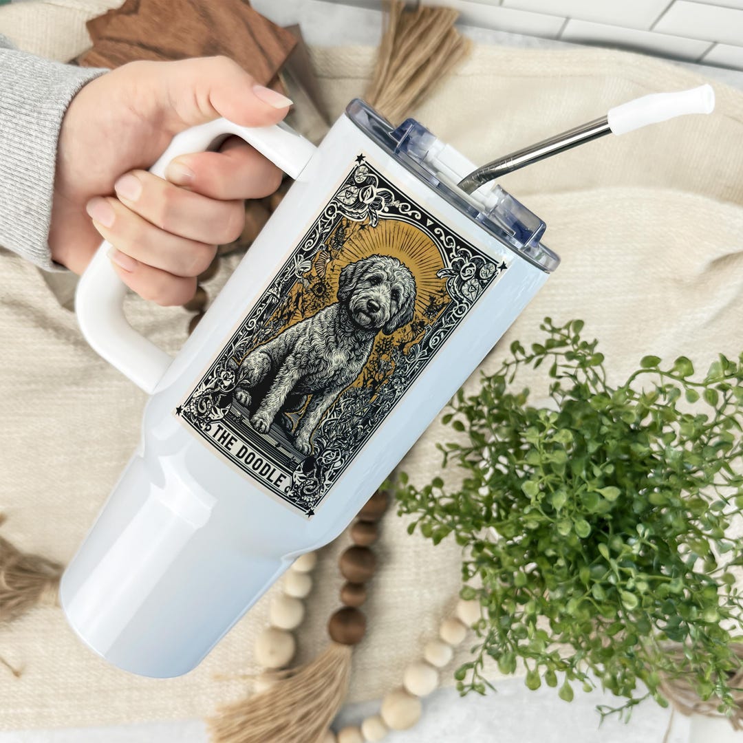 Labradoodle Tarot Card 20 or 40 Oz Tumbler, Doodle Dog Tumbler, Dog ...
