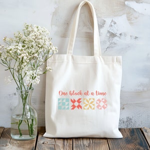 Quilt Block Canvas Tote Bag, Quilting Bag, Reusable Shopping Grocery ...