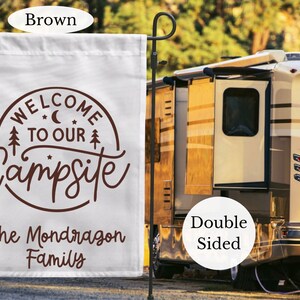 Welcome to Our Campsite Personalized Garden Flag, Custom Camping Flag ...