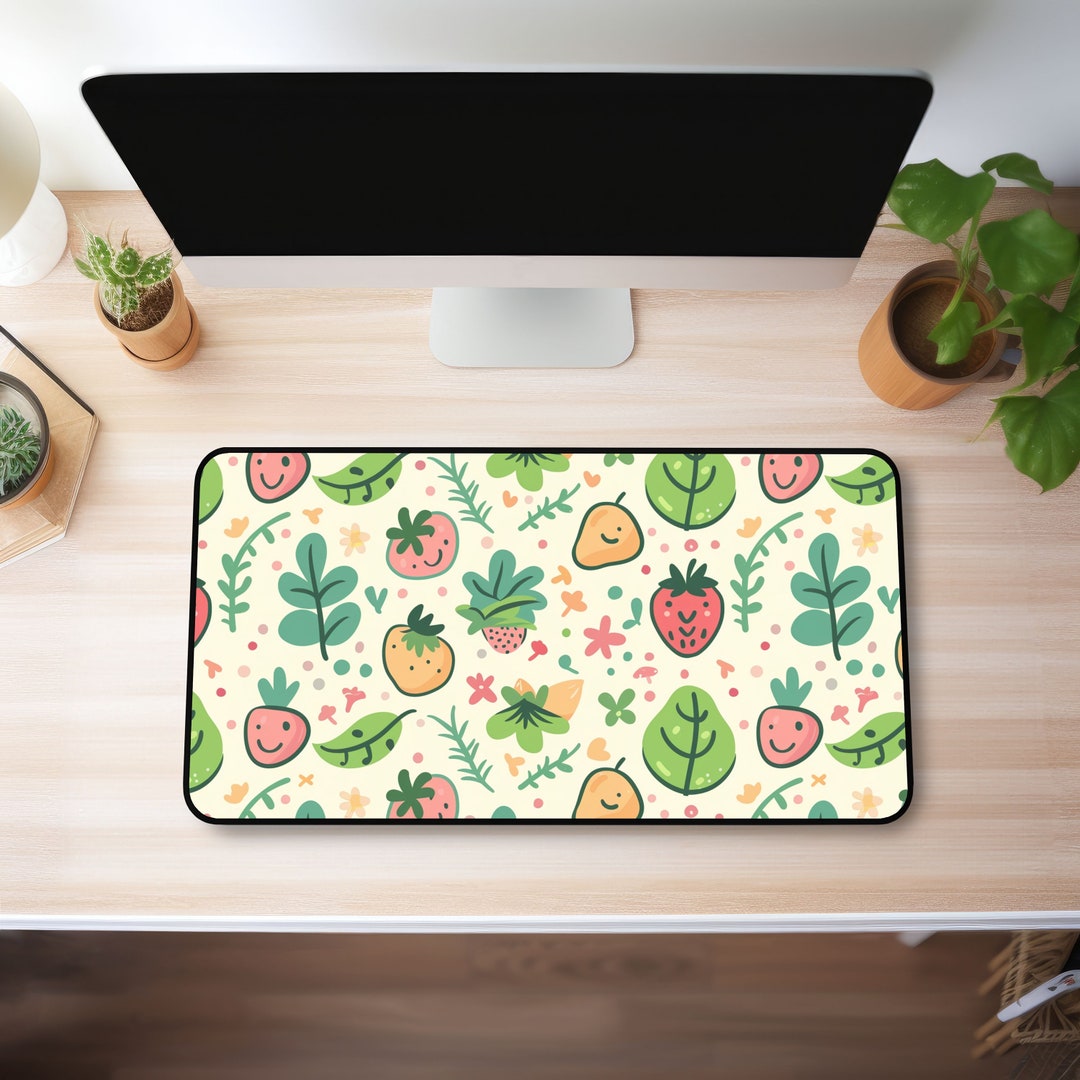 Cute Kawaii Strawberries and Pears Desk Mat, XL Mouse Pad, Computer ...