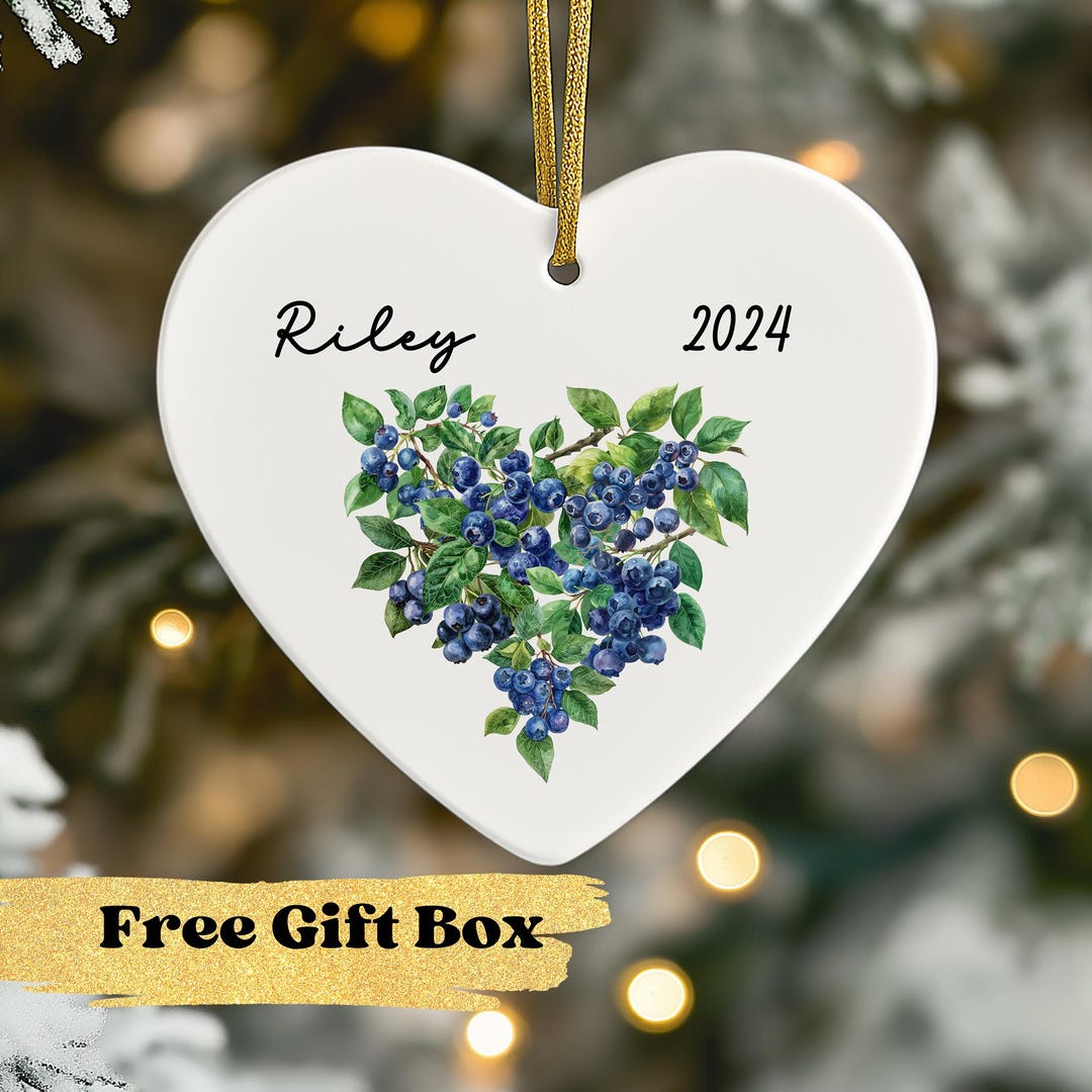 Custom Blueberry Ornament With Name & Year, Personalized Blueberry ...
