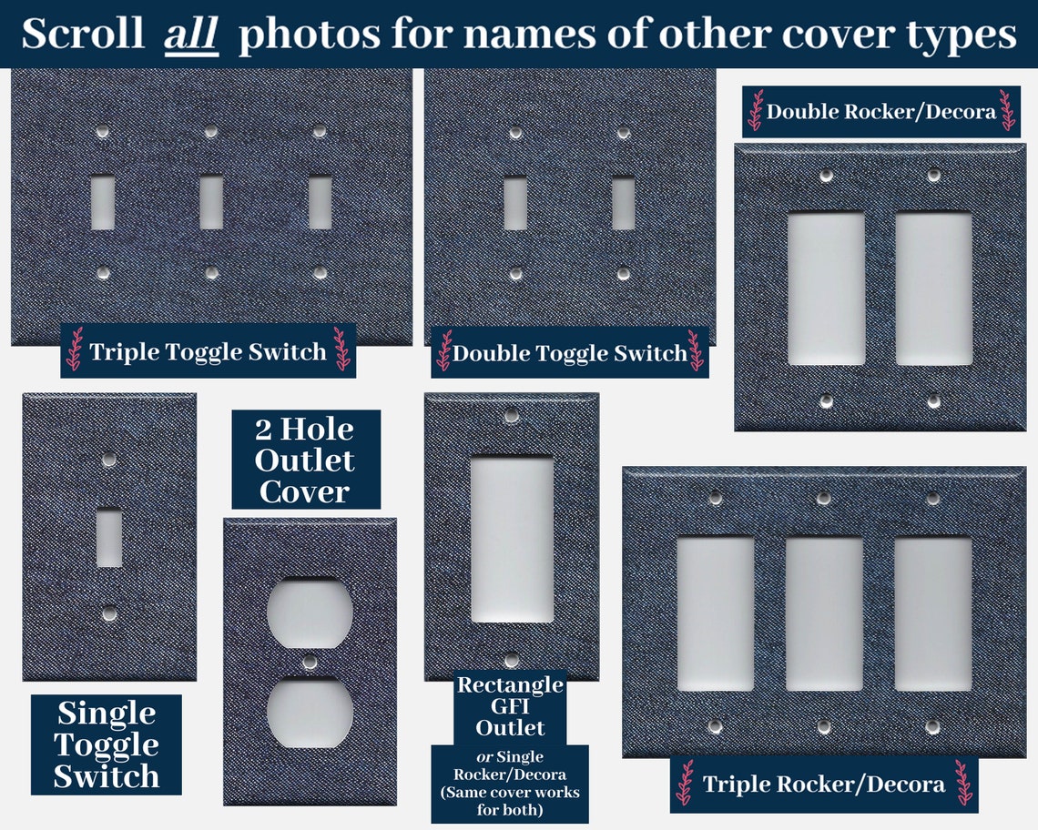 Dark Denim Blue Jean Look Light Switch Plates and Wall Outlet - Etsy