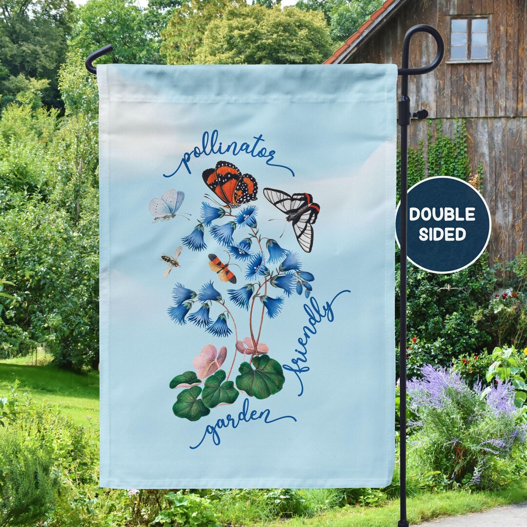 Pollinator Friendly Garden Flag, Native Plant Sign, Wildlife Habitat ...