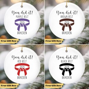 Custom Karate Belt Ornament With Name, Belt Color, & Year, Personalized ...