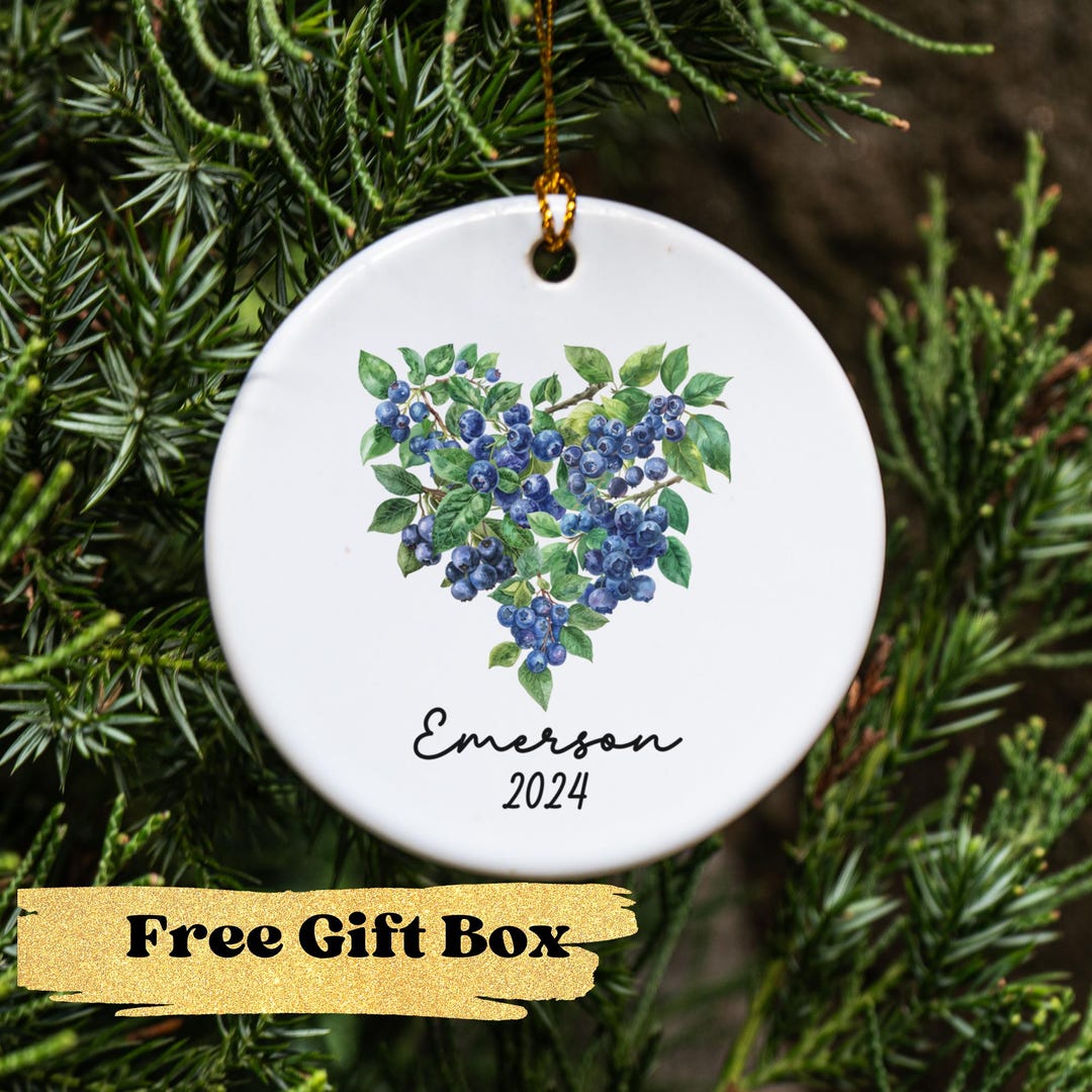 Custom Blueberry Ornament With Name & Year, Personalized Blueberry ...