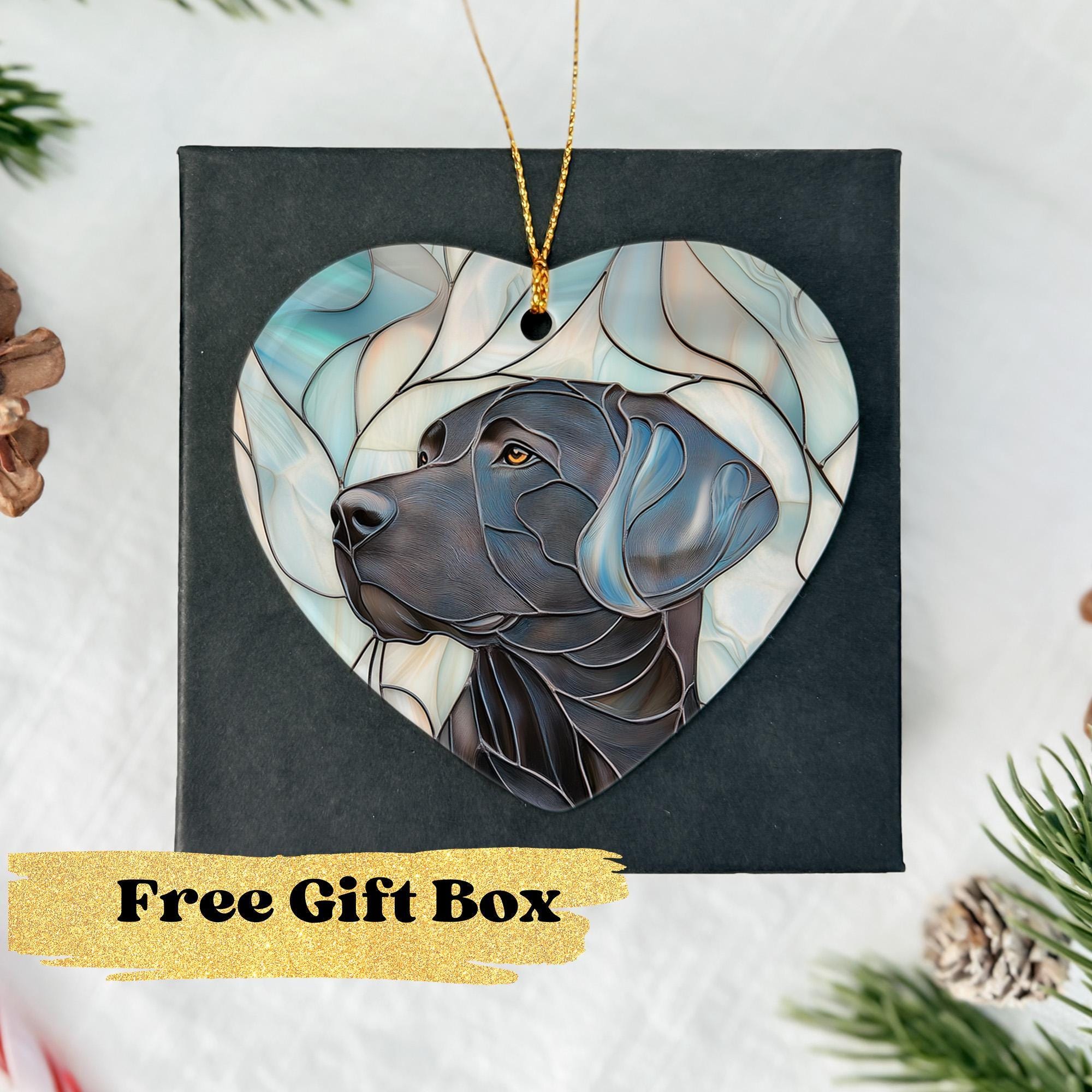 Black Lab Ornament, Stained Glass Style Labrador Retriever Christmas ...