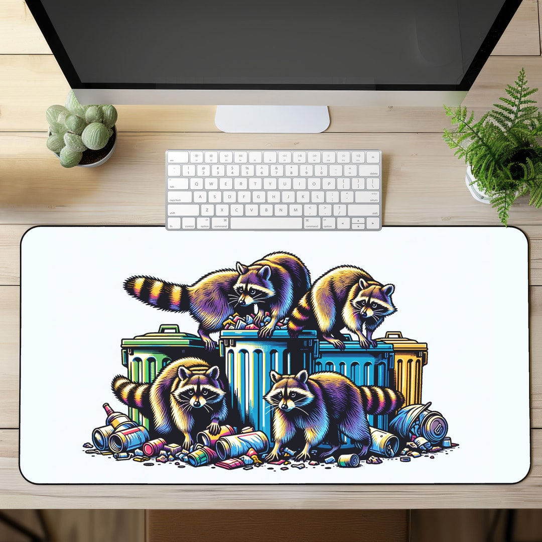 Trashcore Raccoons Trash Pandas Desk Mat, XL Mouse Pad, Computer ...