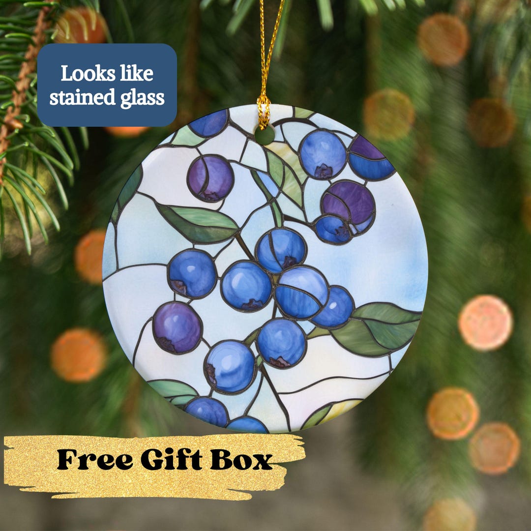 Blueberry Ornament With Stained Glass Effect, Blueberry Christmas ...