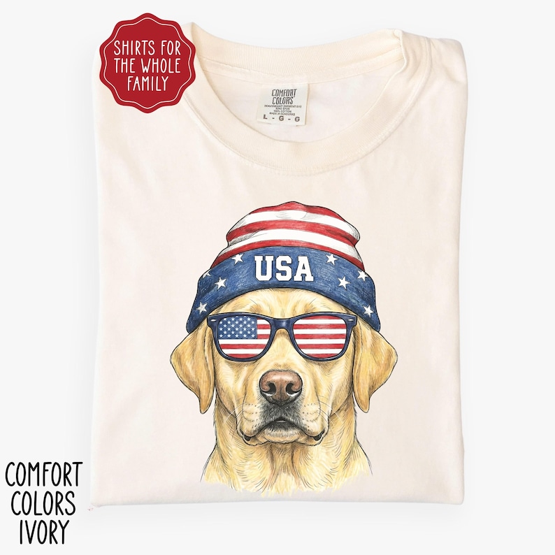 Patriotic Yellow Lab Shirt, Comfort Colors T-shirt, USA Shirt, Labrador ...