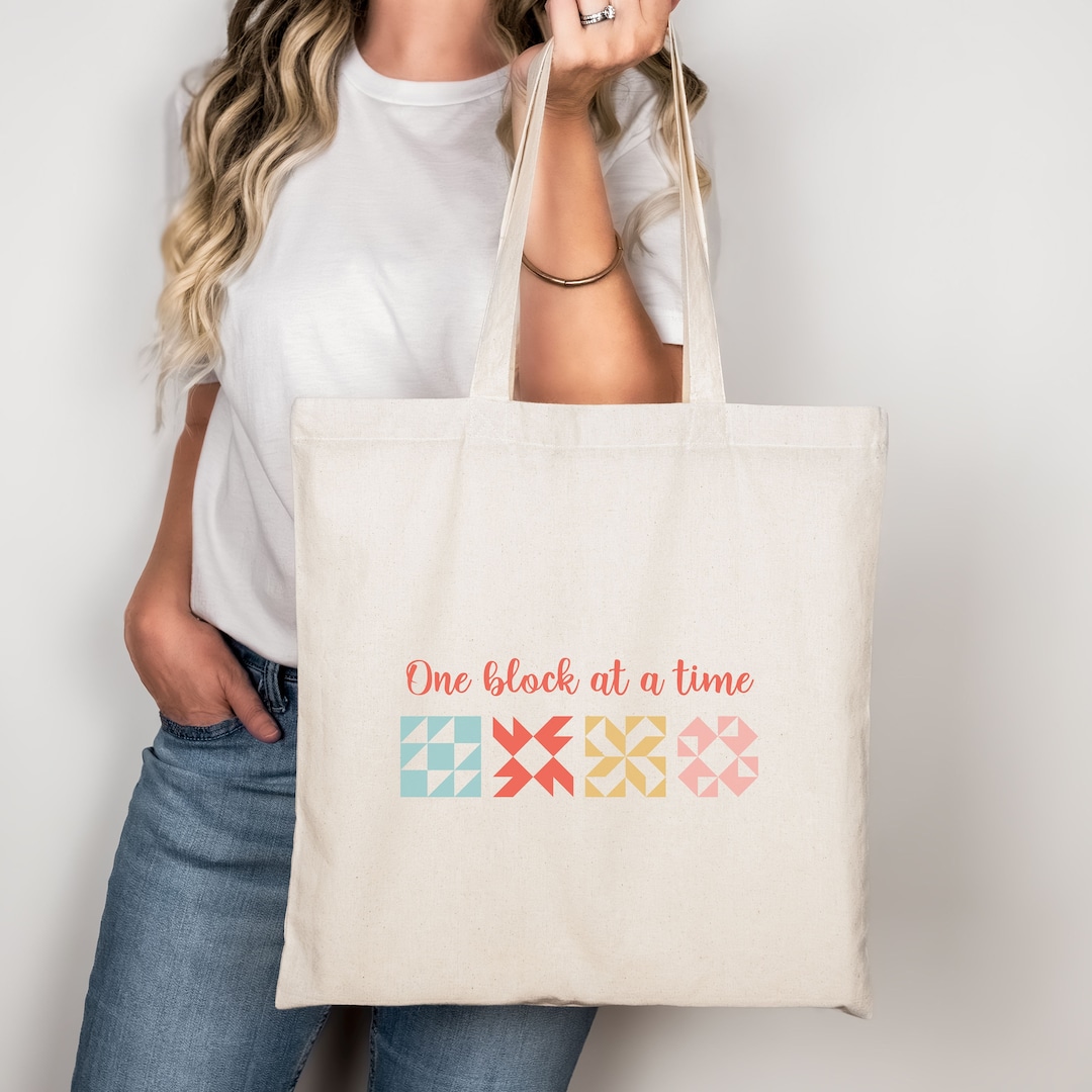 Quilt Block Canvas Tote Bag, Quilting Bag, Reusable Shopping Grocery ...