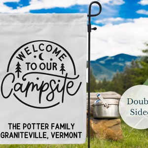 Welcome to Our Campsite Personalized Garden Flag, Custom Camping Flag ...