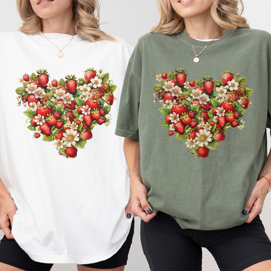 Comfort Colors Floral Strawberries Shirt, Plant Shirt, Strawberry Shirt ...